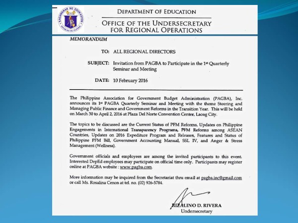 Deped Advisory – PHILIPPINE ASSOCIATION FOR GOVERNMENT BUDGET ...