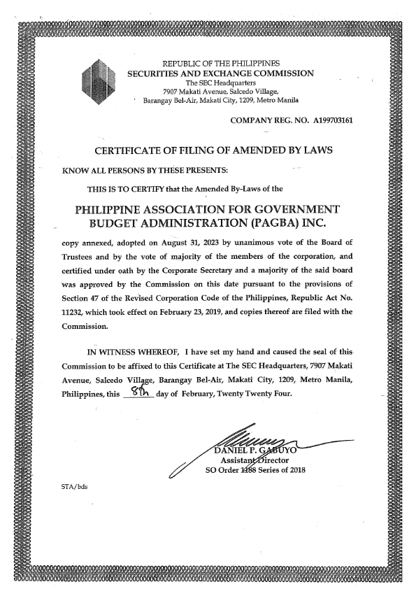 NEW PAGBA By-Laws – PHILIPPINE ASSOCIATION FOR GOVERNMENT BUDGET ...